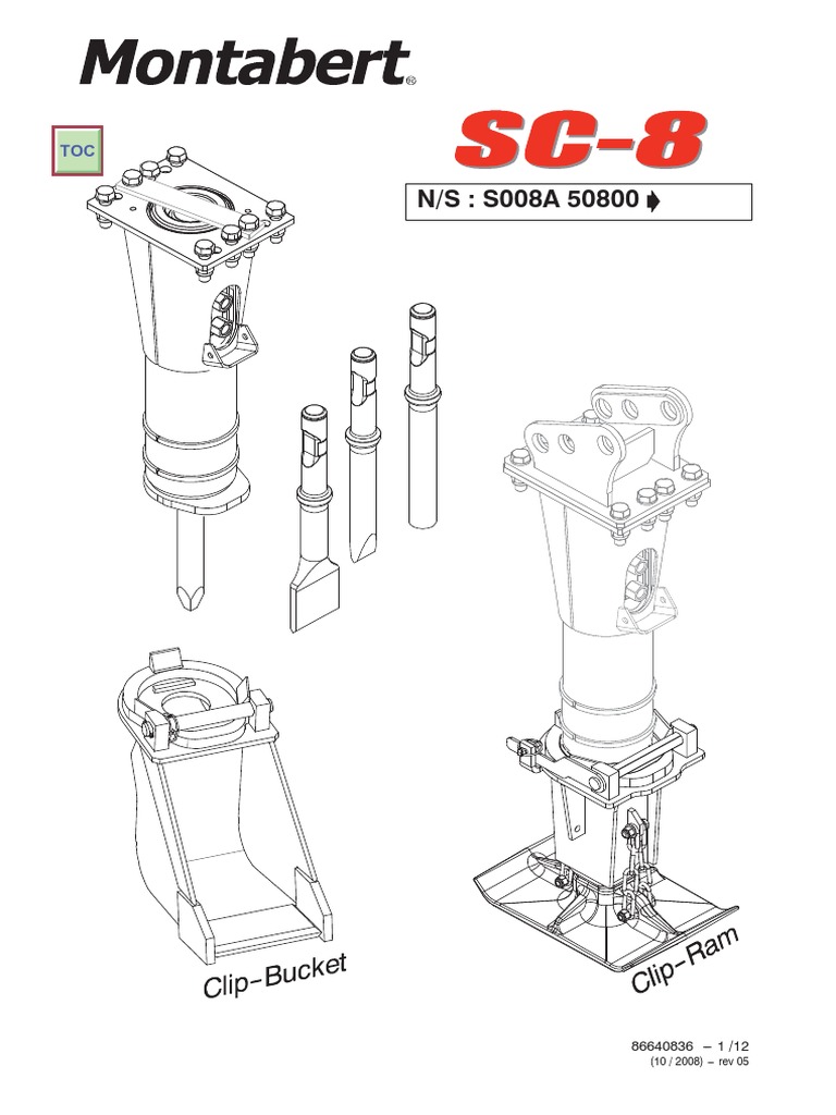 Parts List and Technical Specifications for Montabert SC 8 Excavator ...