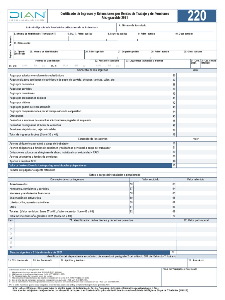 Formulario 220 2022 | PDF