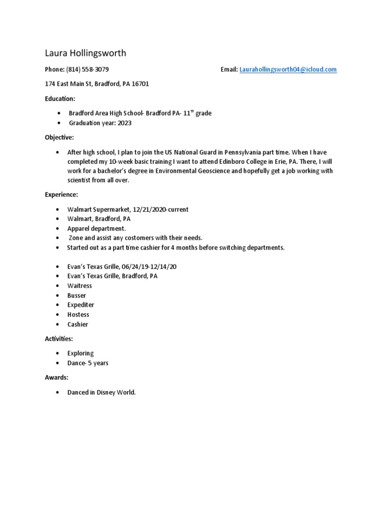 Laura Hollingsworth's Resume 2023 | PDF