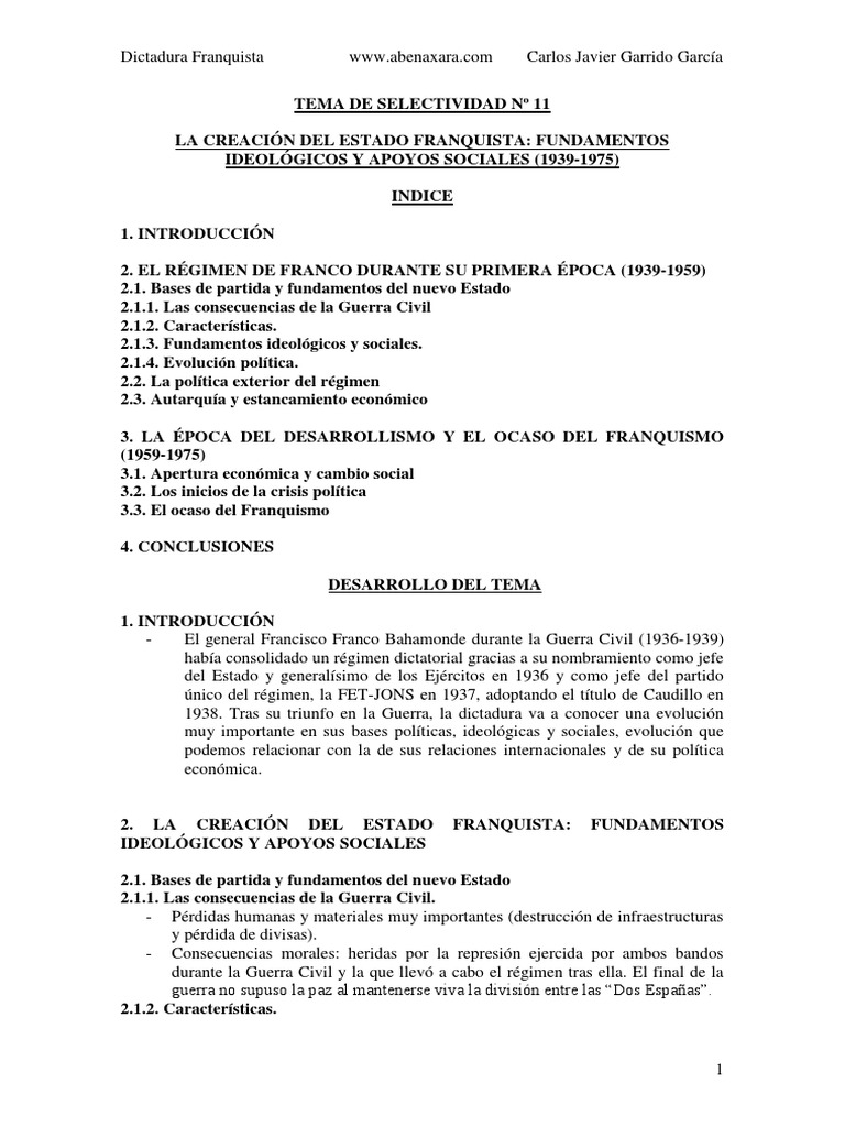 Tema 11 De Historia De España Para Selectividad Pdf Francisco