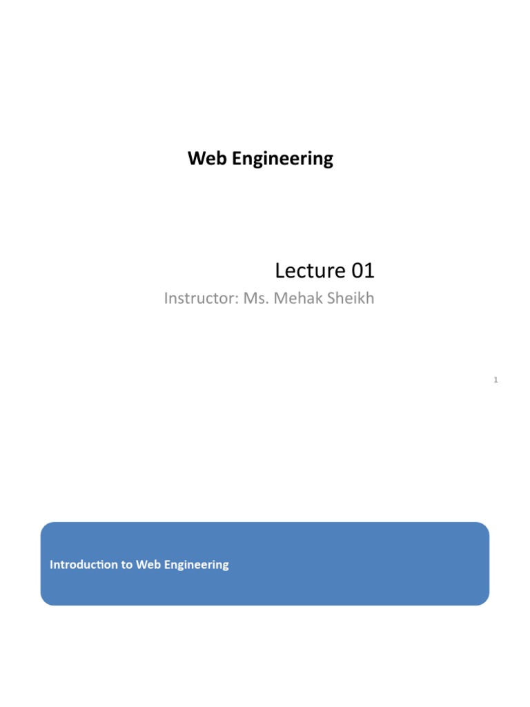 Lect 1 (Introduction To Web Engineering) | PDF | Internet & Web | World Wide Web