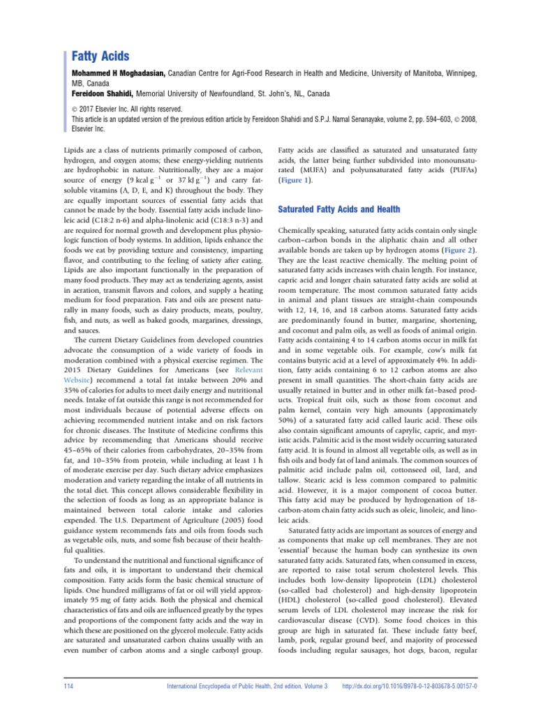 Fatty Acids: Nutritional and Health Insights | PDF