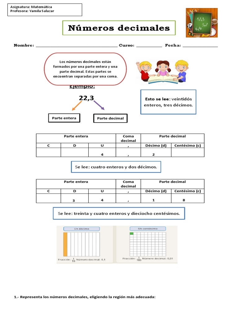 Guía Numeros Decimales 4° Basico | PDF