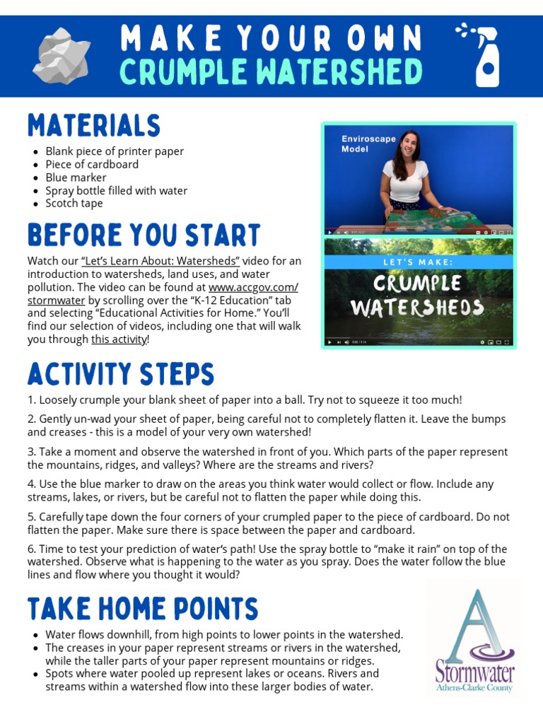 Crumple Watershed Activity Instructions AWF | PDF