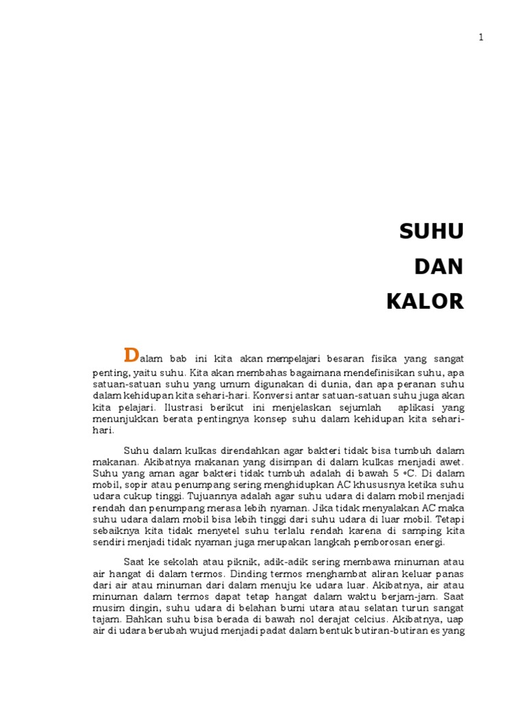 Suhu dan Kalor dalam Kehidupan Sehari-hari | PDF | Griya & Taman