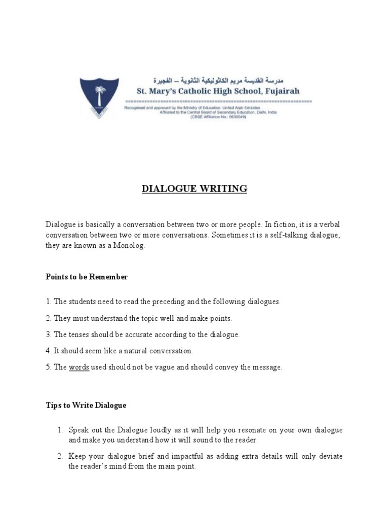 Notes - Dialogue Writing With Example - 5B | PDF | Quotation Mark ...