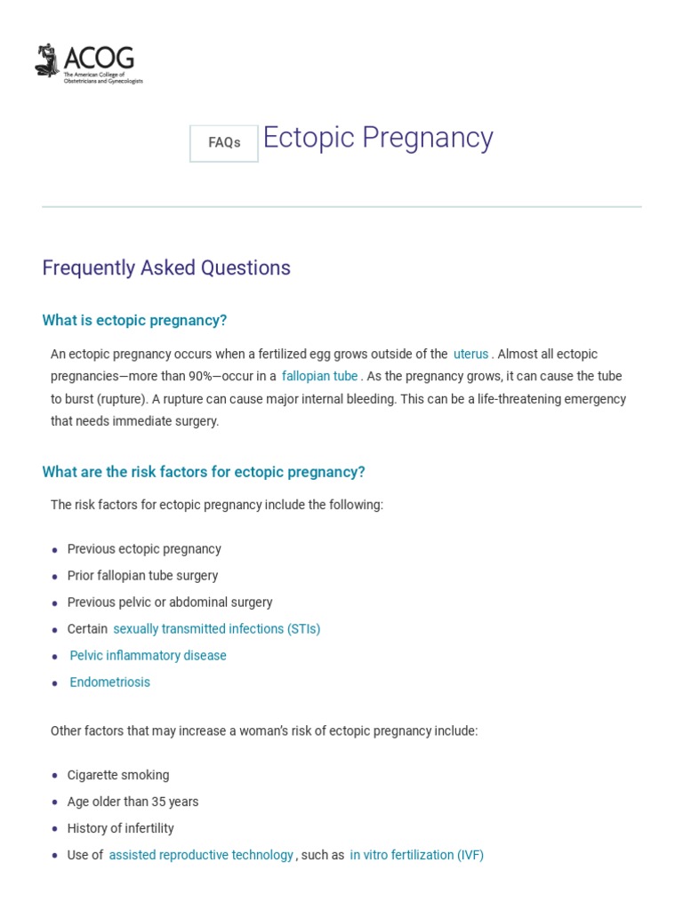 Ectopic Pregnancy - ACOG | PDF | Pregnancy | Infertility