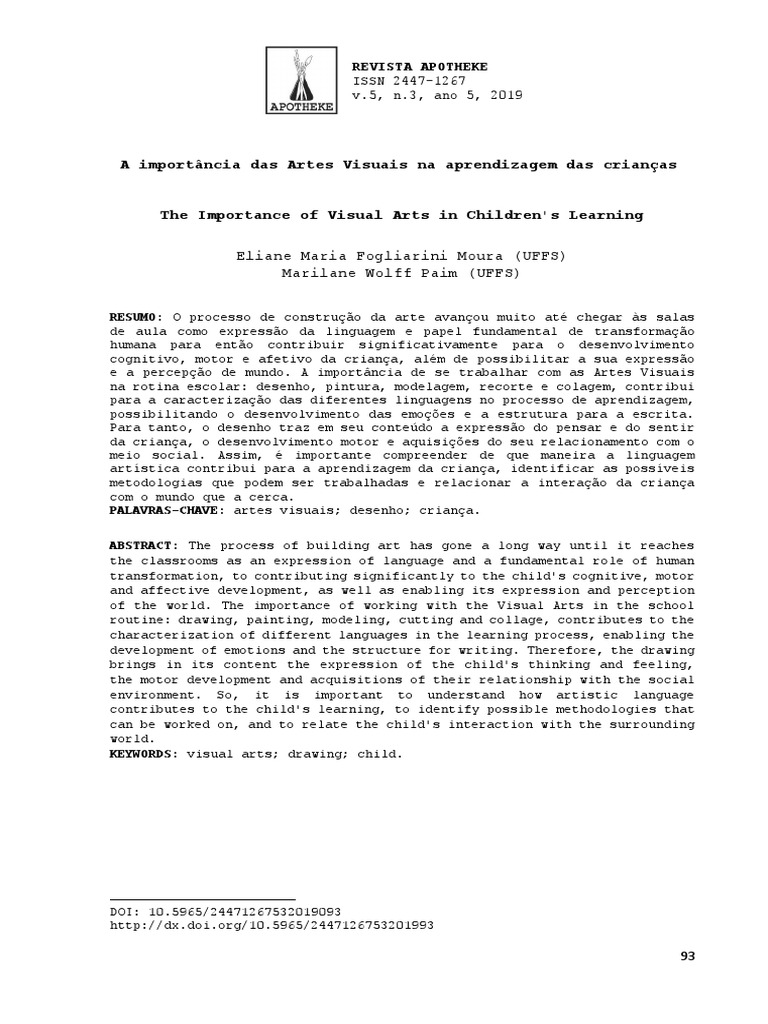 A Importância Das Artes Visuais Na Aprendizagem Das Crianças | PDF ...