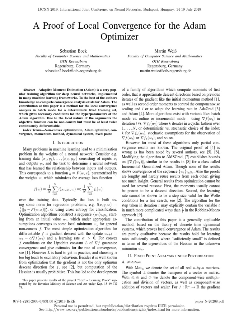 A Proof of Local Convergence For The Adam Optimizer | PDF | Stability ...