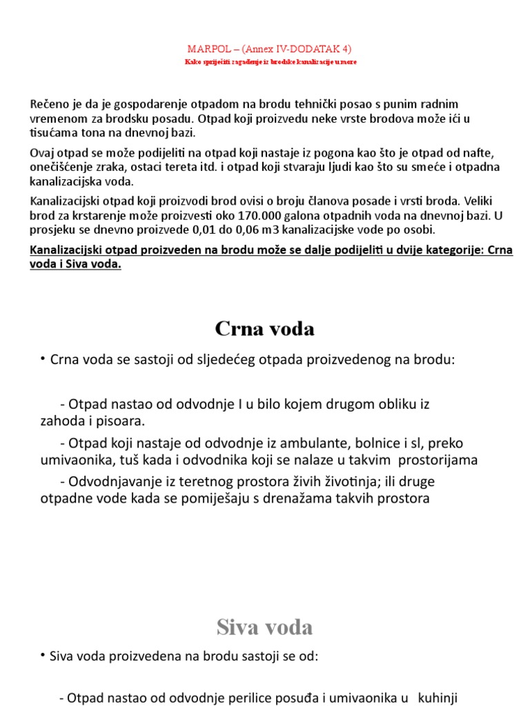 Marpol - (Annex IV-dodatak 4) | PDF