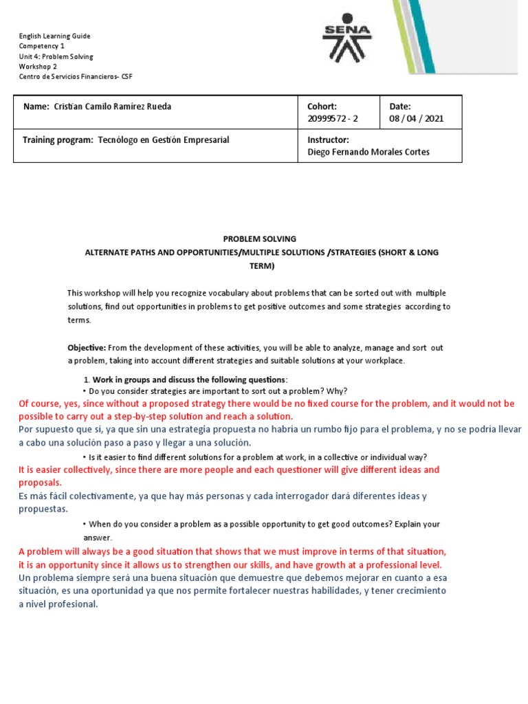 Workshop 2 - Problem Solving | PDF | Job Interview | Cognition