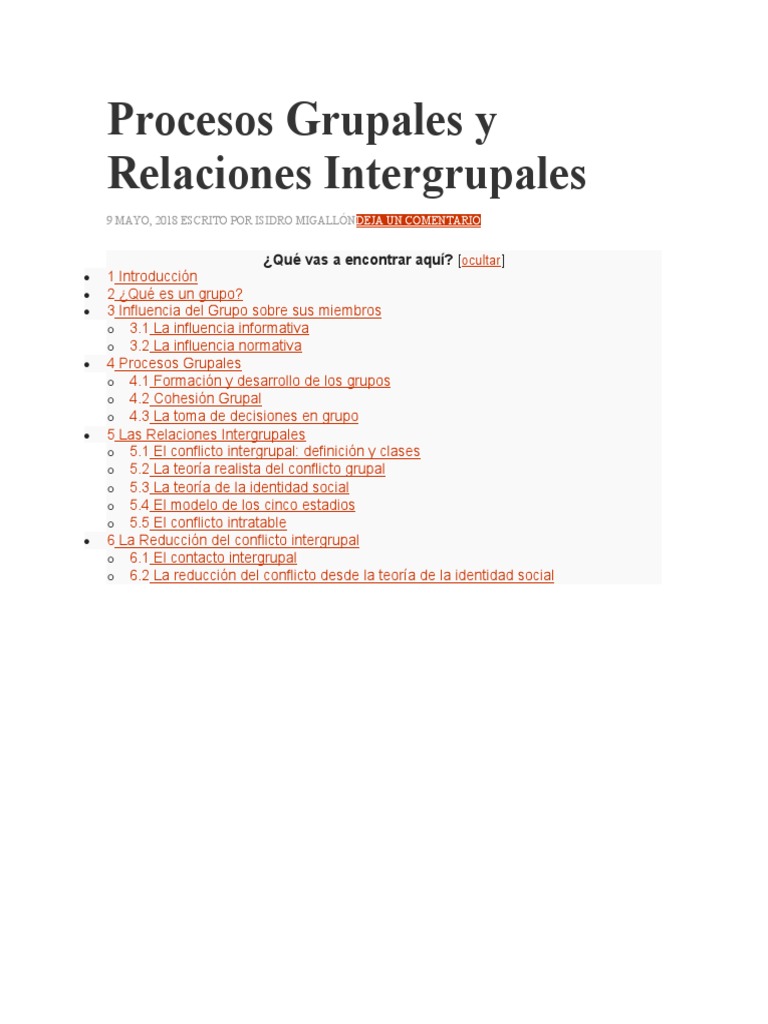 Procesos Grupales y Relaciones Intergrupales | Descargar gratis PDF ...