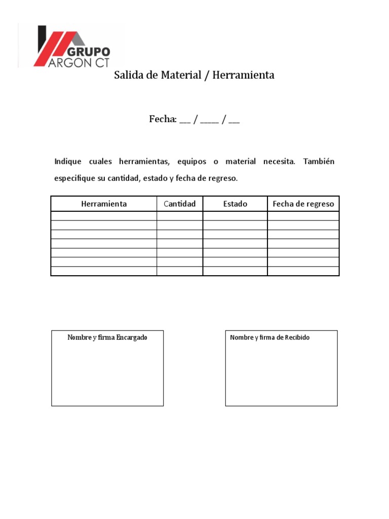 Formato para Salida de Material / Equipo | PDF