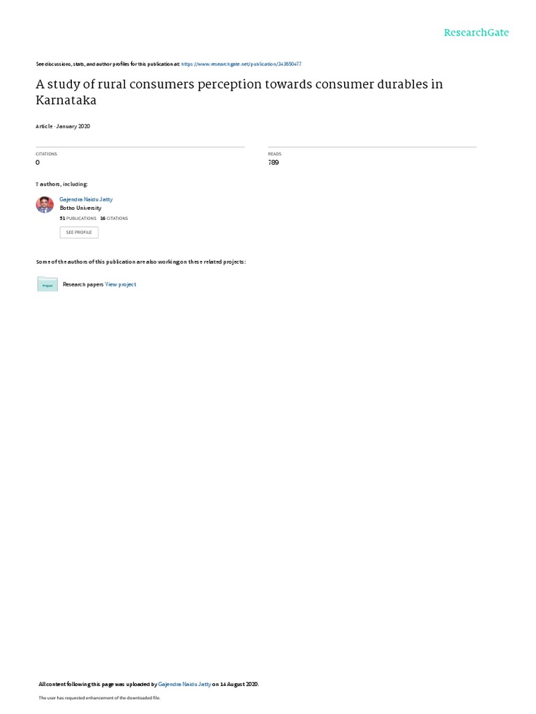 A Study of Rural Consumers Perception Towards Consumer Durables in ...