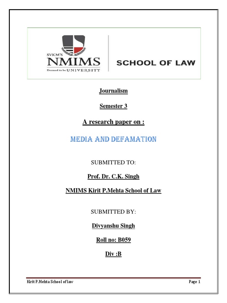 Media and Defamation | PDF | Defamation | Public Sphere