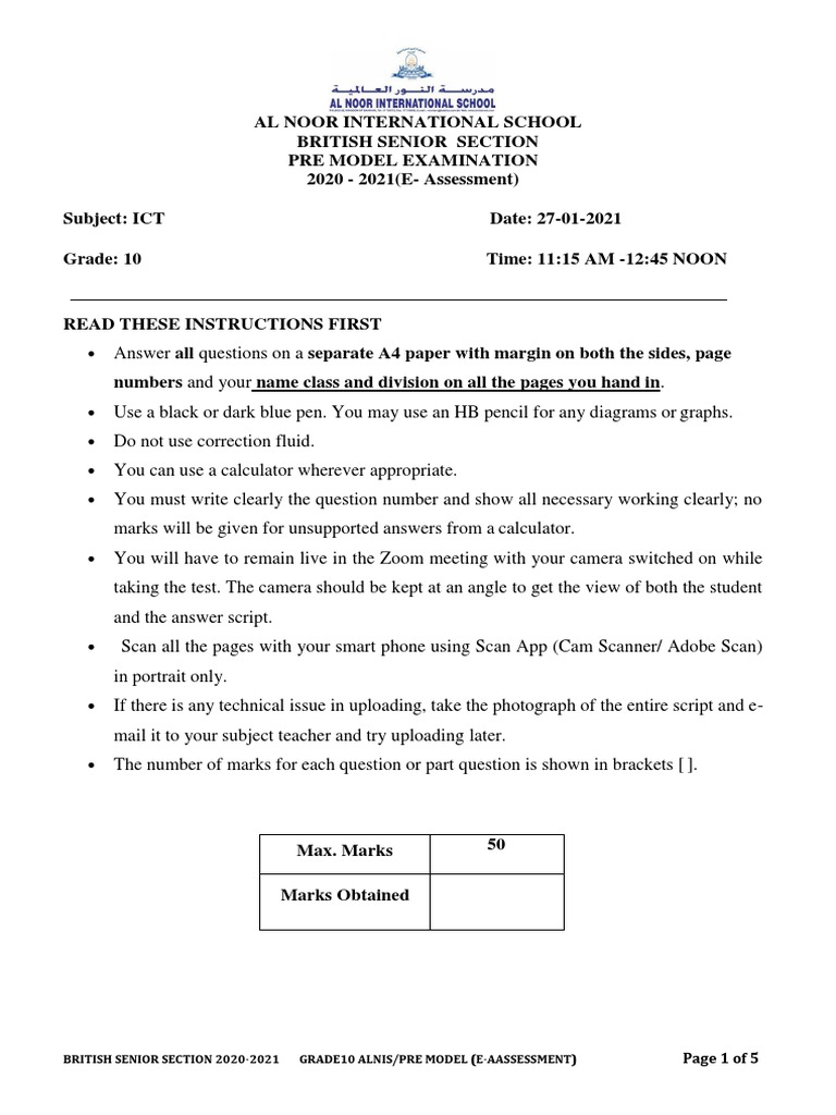 Premodel Ict Question Paper | PDF | Computer Virus | Libraries