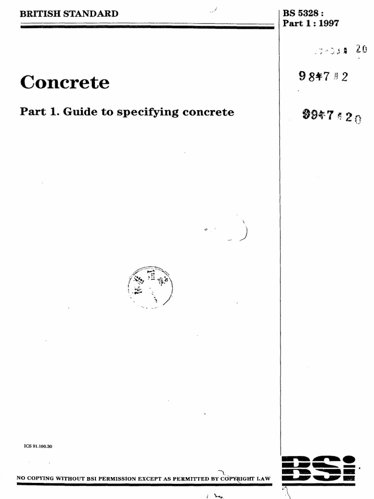 BS 5328-1-1997 Concrete. Guide To Specifying Concrete | PDF | Concrete ...