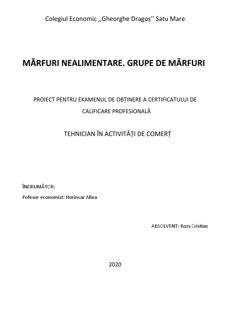 Atestat-Marfuri Nealimentare | PDF