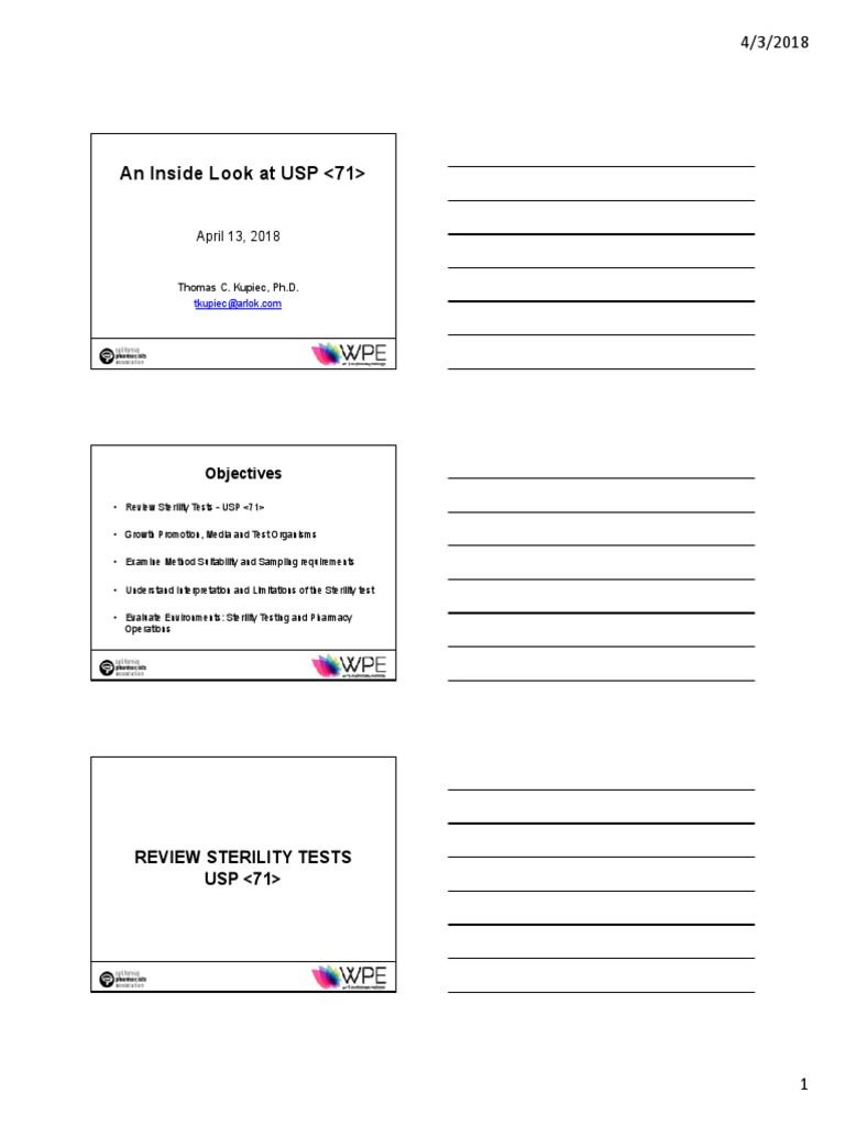 An Inside Look at USP71 | PDF | Sterilization (Microbiology ...