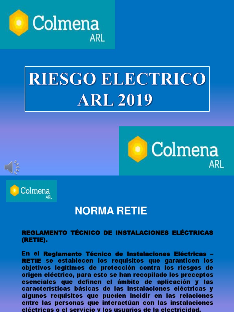 Riesgo Electrico ARL COLMENA | PDF | Corriente eléctrica | Subestacion ...