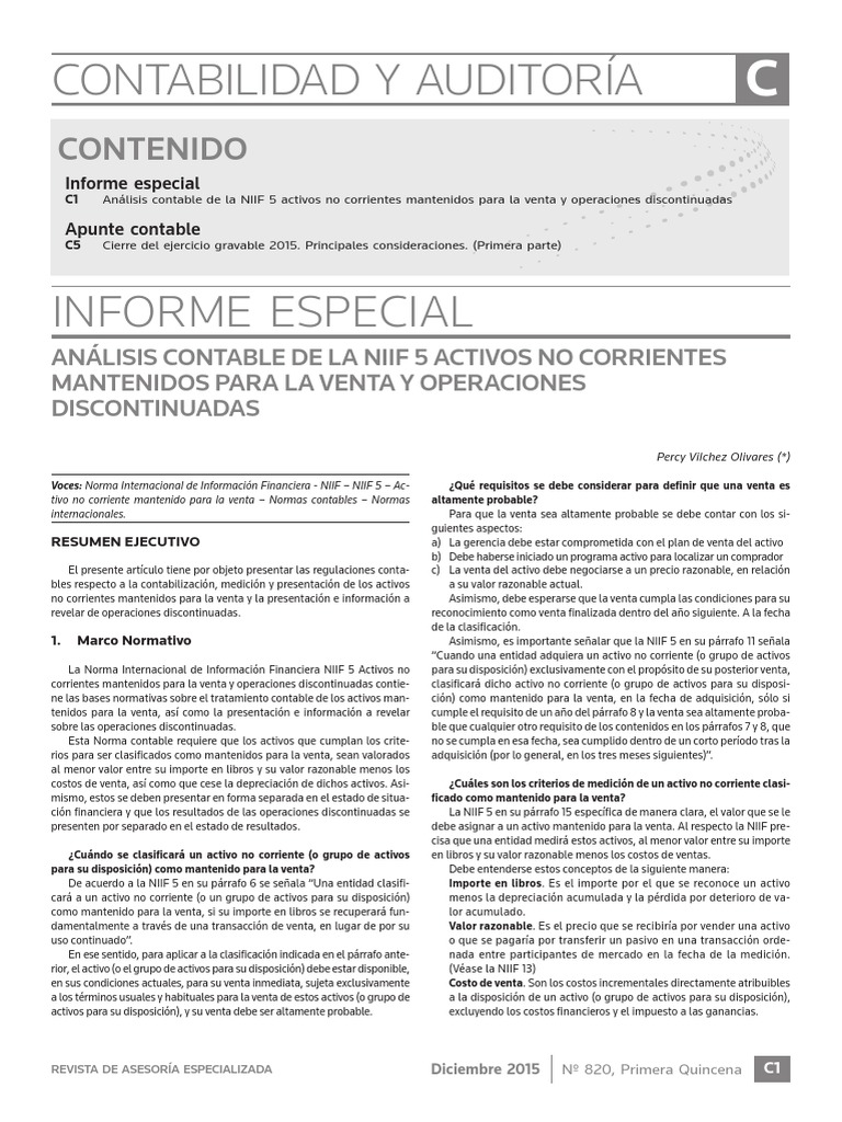Análisis NIIF 5 | PDF | normas internacionales de INFORMACION ...