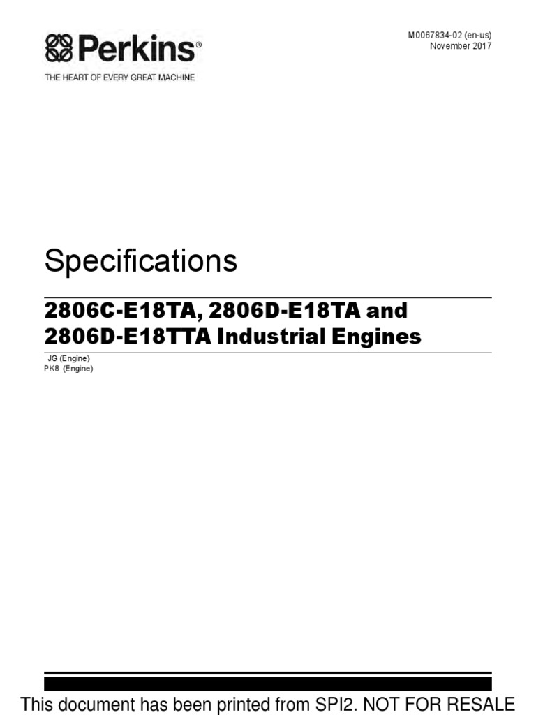 Specifications: 2806C-E18TA, 2806D-E18TA and 2806D-E18TTA Industrial ...
