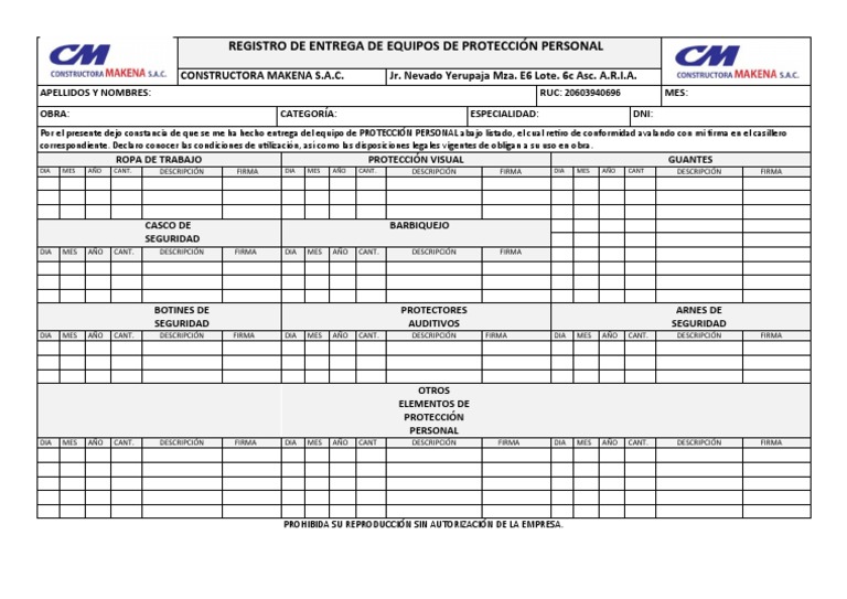 Kardex Entrega Epp Nuevo | PDF