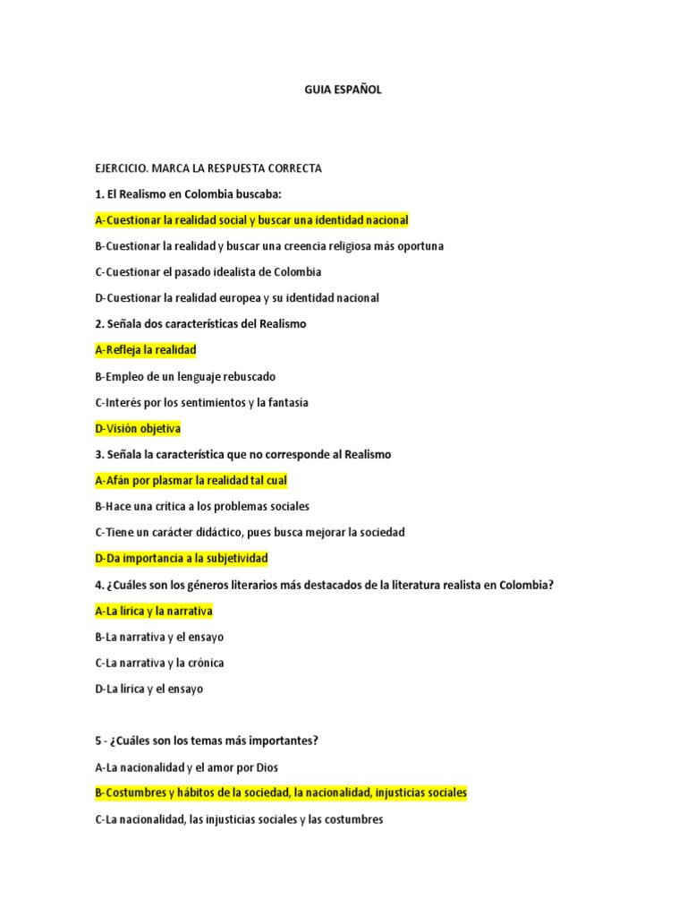 Autores y características del realismo colombiano | PDF | Realismo ...