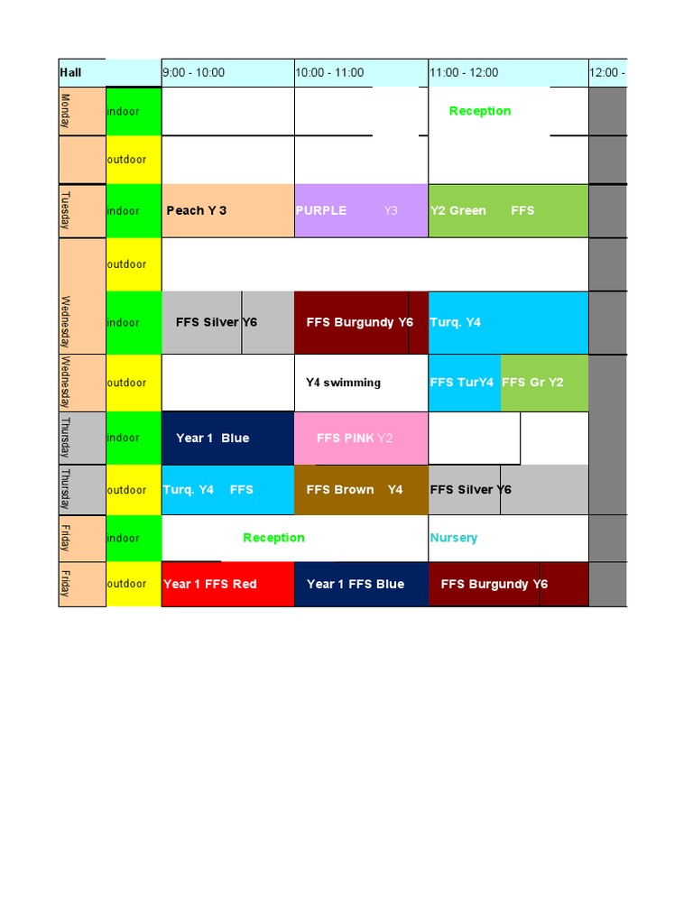 PE Whole School Timetable Updated | PDF