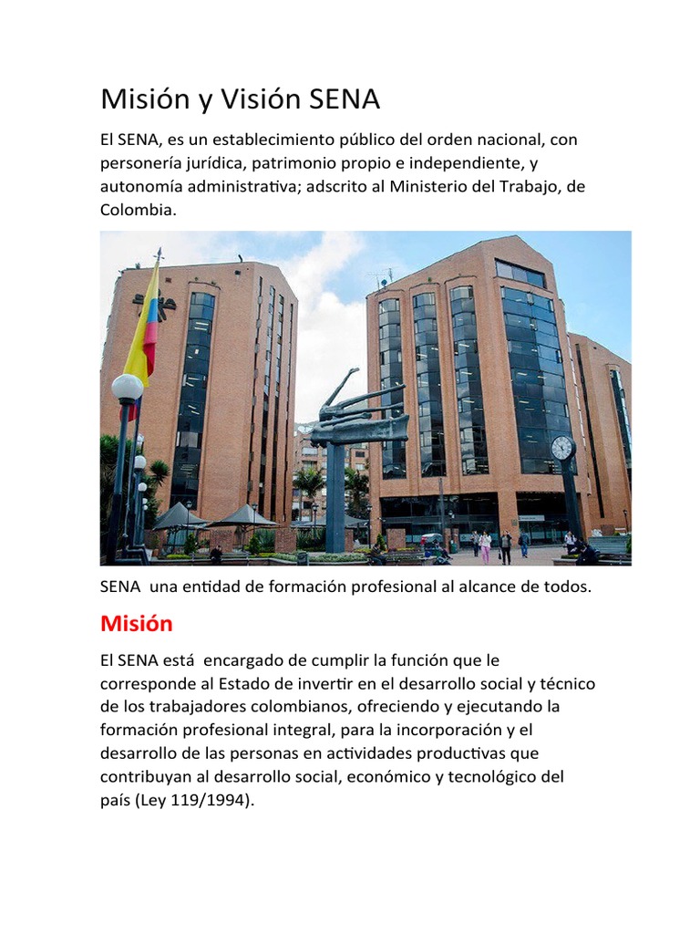 Misión y Visión del SENA en Colombia | PDF