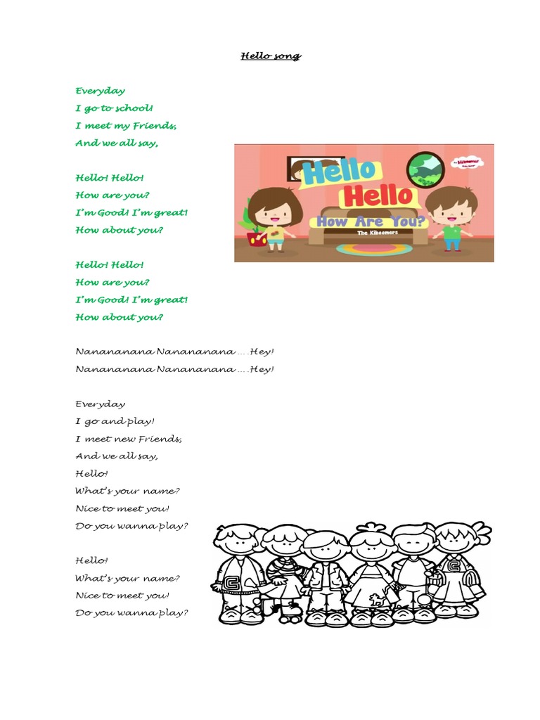 Hello Song: A Greeting Song for Students | PDF