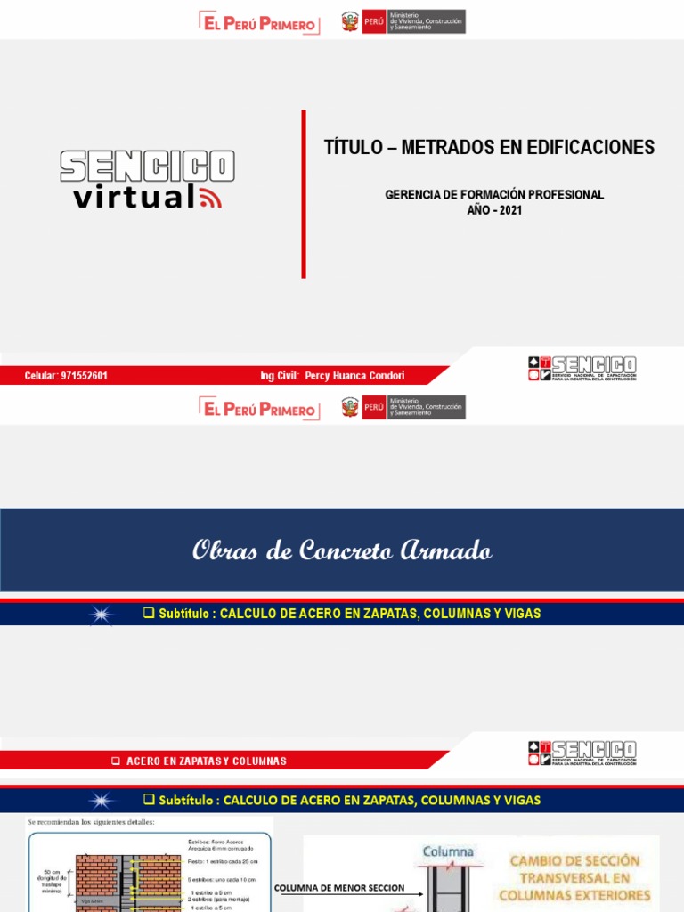 3.-PPT-CURSO - SENCICO Virtual R1 Modificado | PDF | Fundación (Ingeniería) | Hormigón