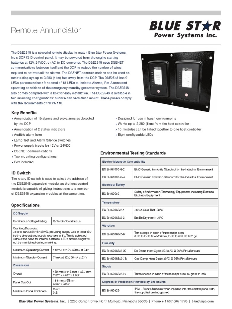 DSE2548 Remote Annunciator | PDF | Electric Power | Components