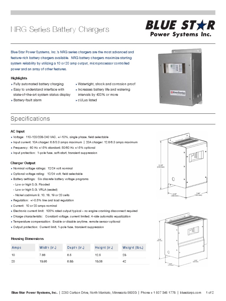 NFPA 110 Compliant NRG Series Battery Chargers | PDF | Battery Charger ...
