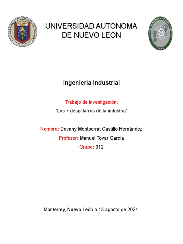 Los 7 Despilfarros de La Industria - Devany Castillo Hernández | PDF ...