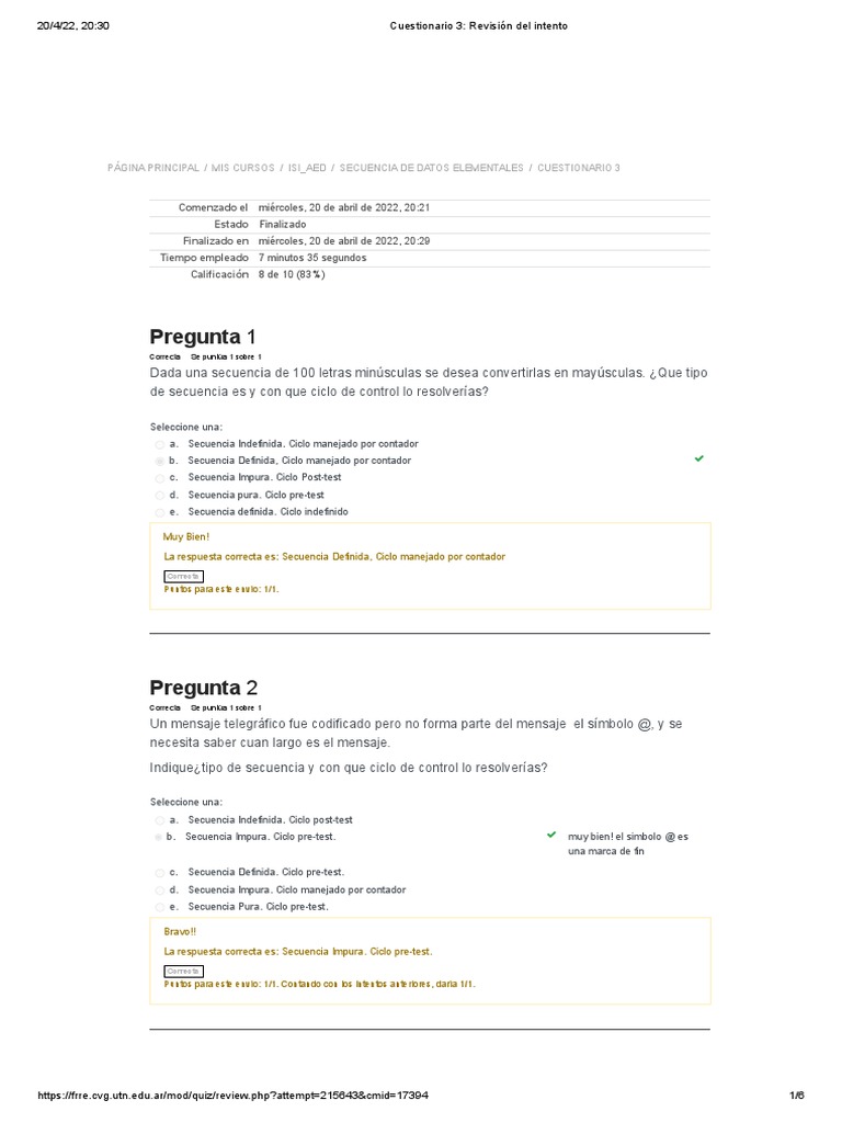 Cuestionario 3 | PDF | Cuestionario
