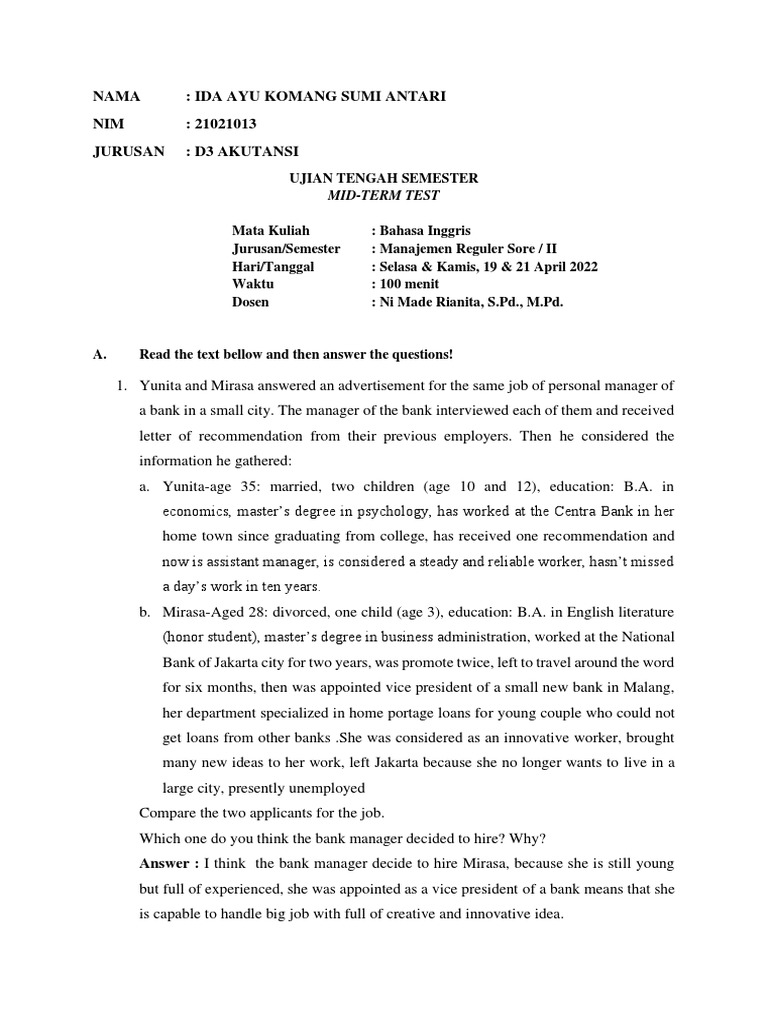 Ida Ayu Komang Sumi Antari. 21021013. Bahasa Inggris | PDF | Teachers | Cognition