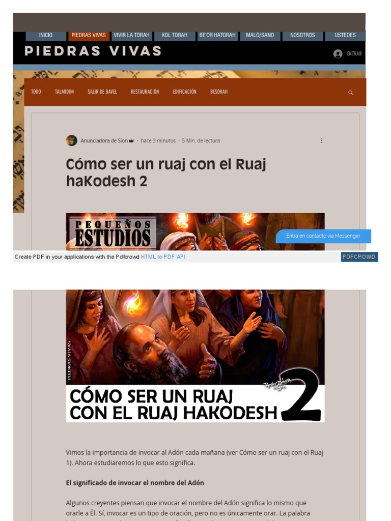 Pequeños Estudios - Cómo Ser Un Ruaj Con El Ruaj HaKodesh 2 | PDF ...