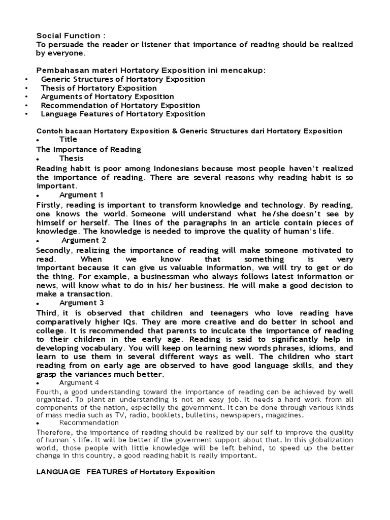 Social Function:: Contoh Bacaan Hortatory Exposition & Generic ...