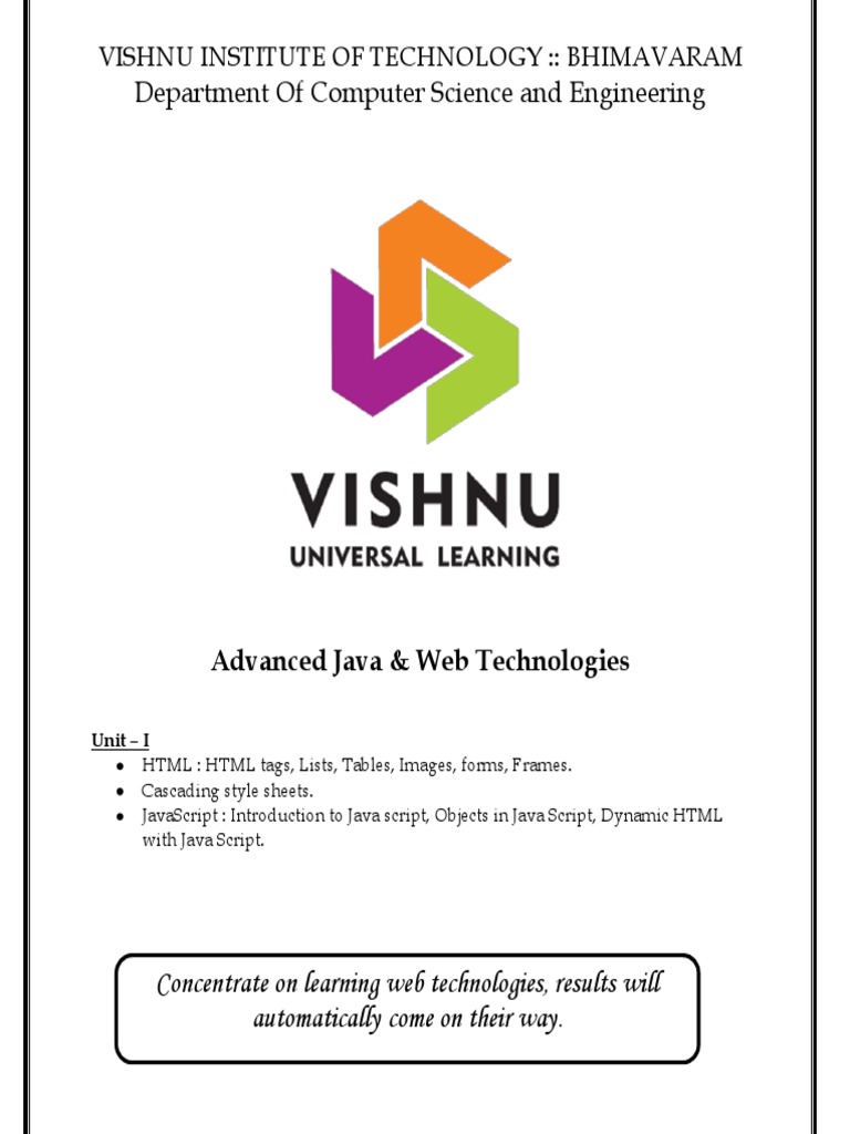 WT Unit 1 | Download Free PDF | Html | Html Element