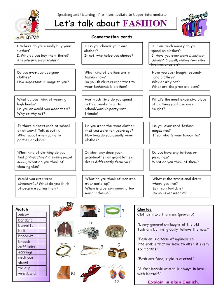 Lets Talk About Fashion Activities Promoting Classroom Dynamics Group ...