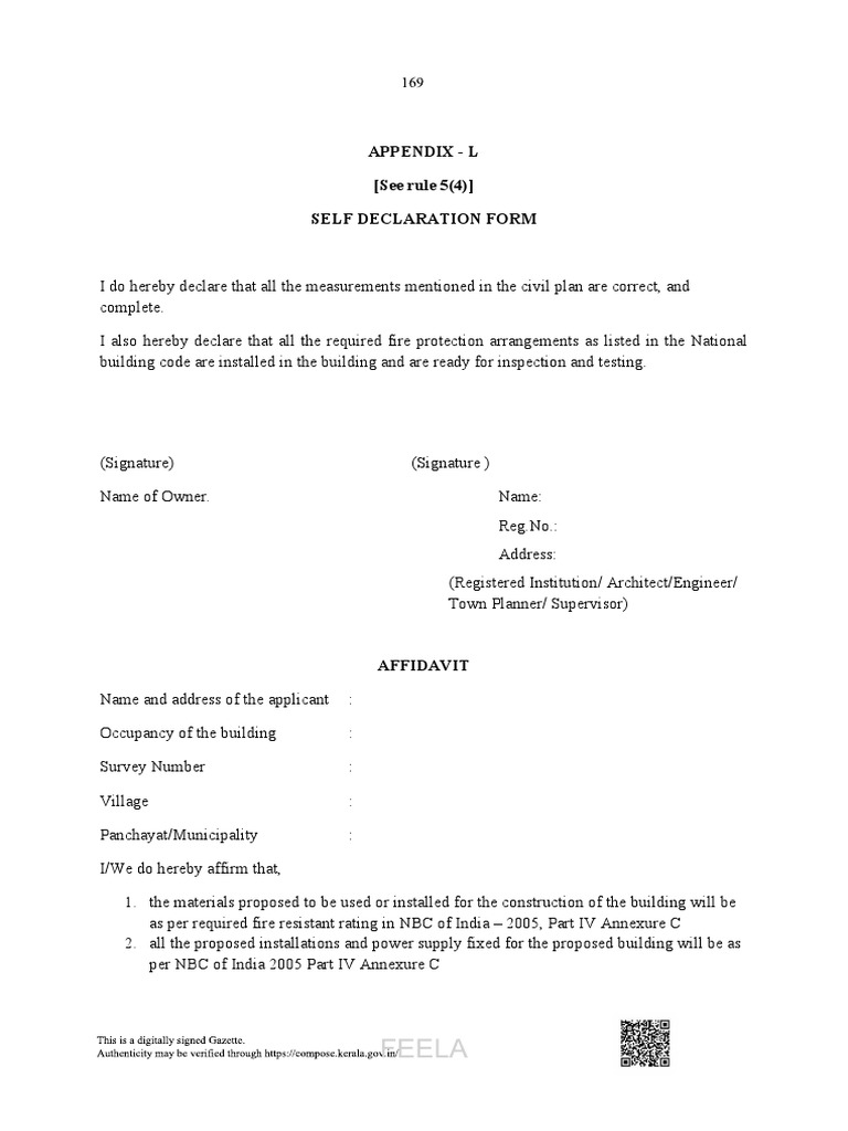 Appendix L: Fire Safety Self Declaration | PDF | Law | Home & Garden