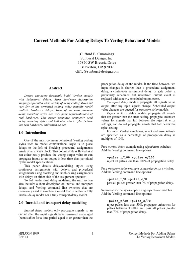 Verilog Assignment Delays Computer Engineering Computing