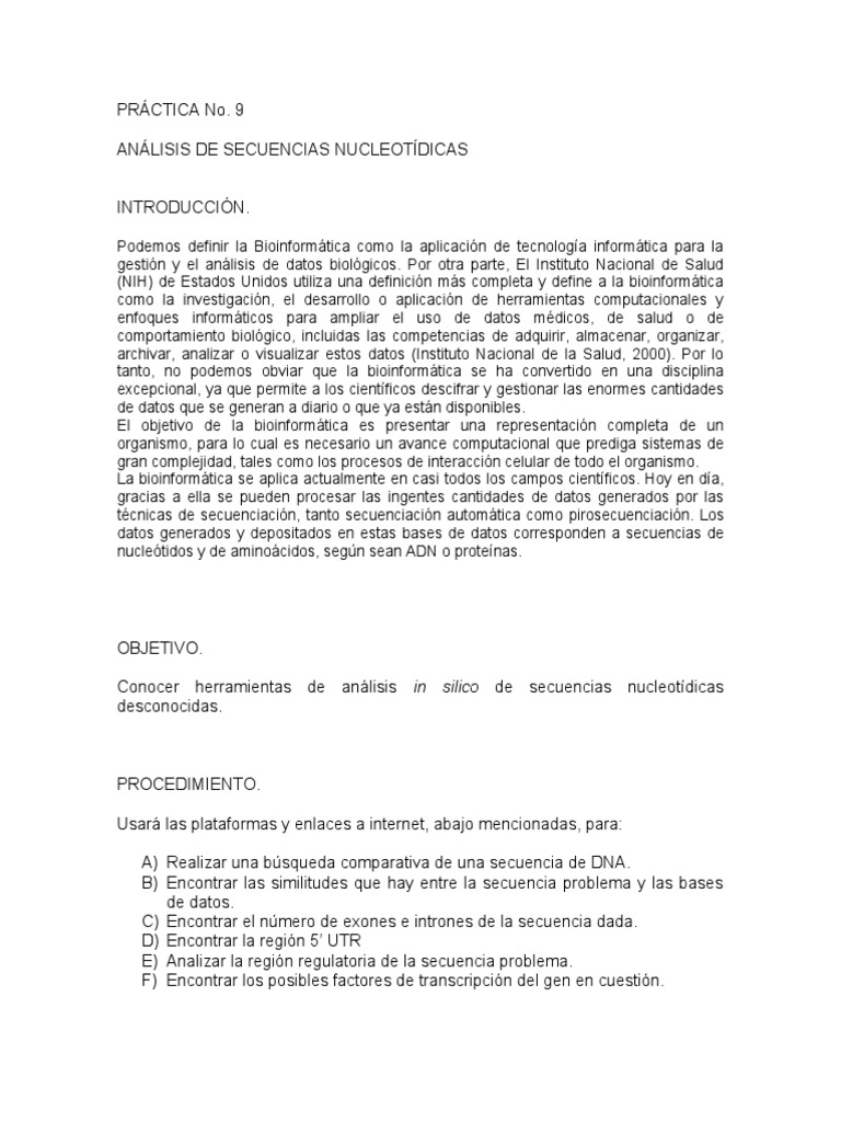 Práctica No 9. Lbm | PDF | Bioinformática | Bioquímica