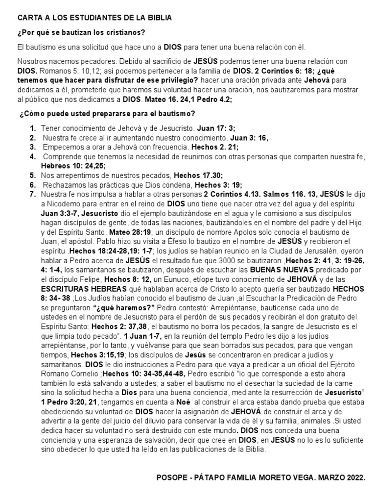 Preparación para el Bautismo Cristiano | PDF | Jesús | Bautismo