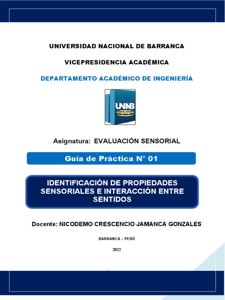 Guia de Practica Nro 01 - Evaluacion Sensorial | PDF | Gusto | Sabor