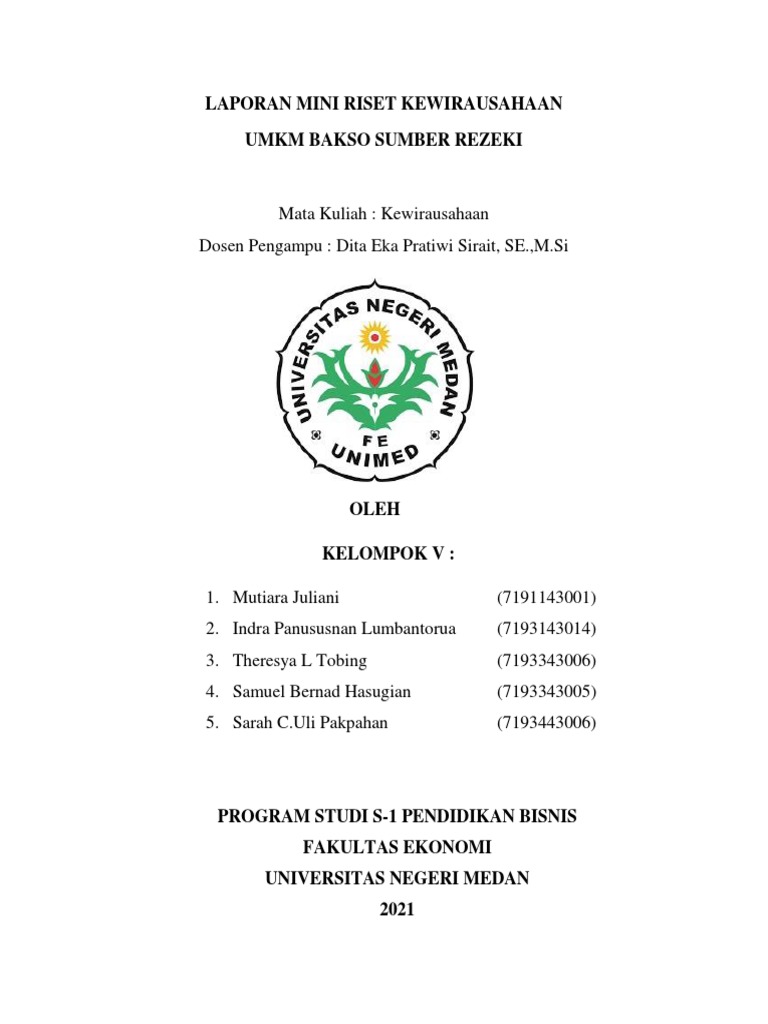 Laporan Mini Riset Kewirausahaan Kel 5 | PDF