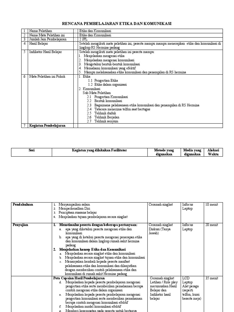 Contoh Rencana Pembelajaran | PDF