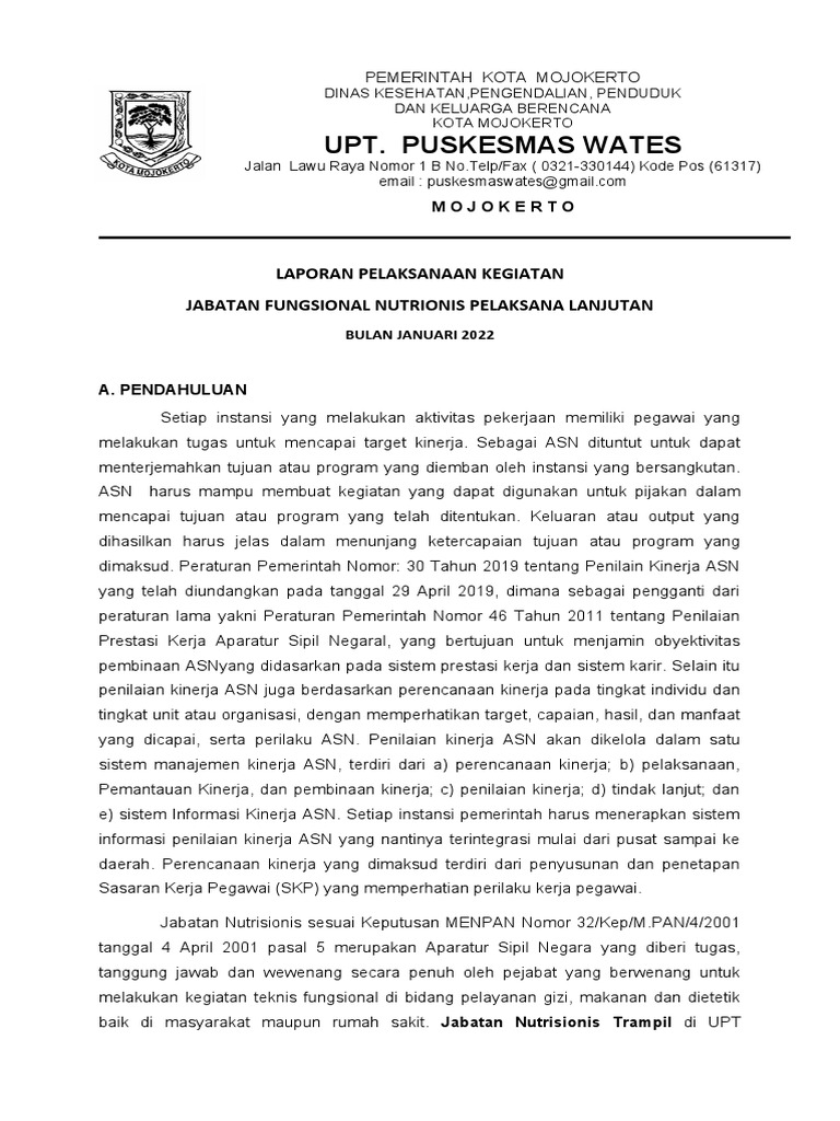Laporan Ekin Nutri Januari 2022 | PDF