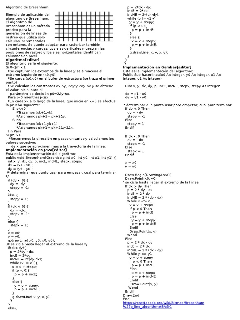 Algoritmo de Bresenham | PDF | Gráficos de computadora | Informática teórica